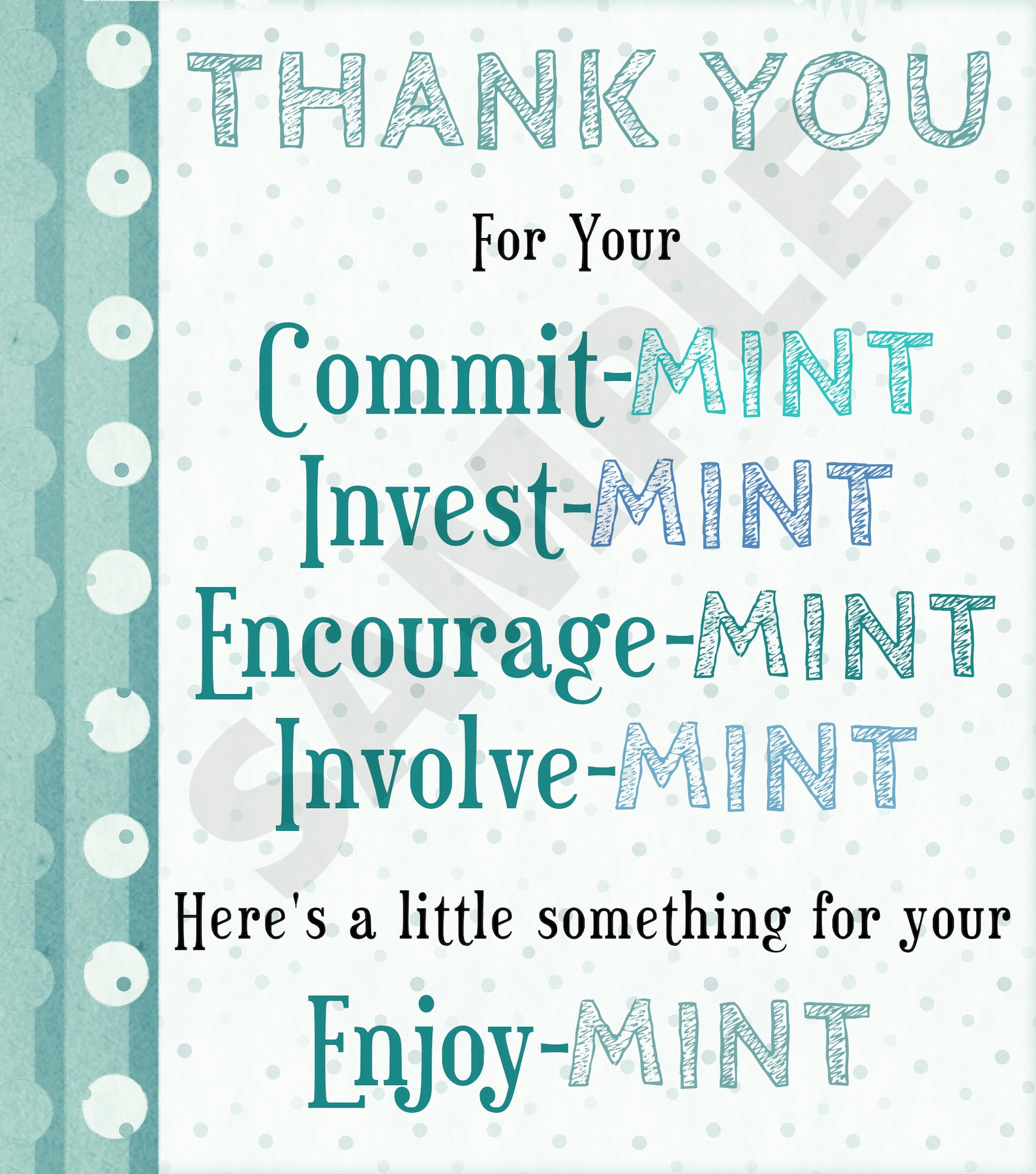 Mint Appreciation Tag - Etsy