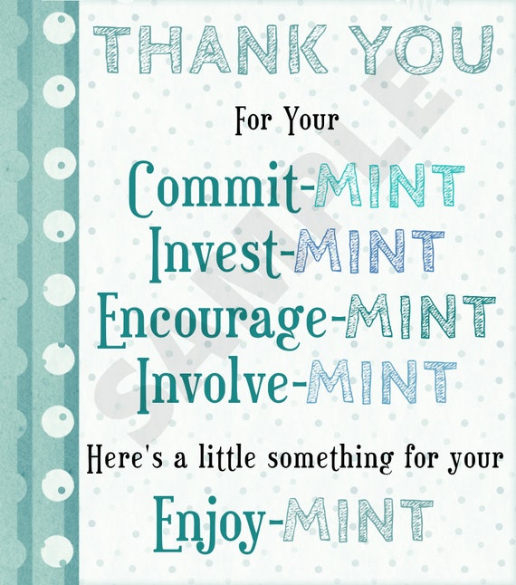 Mint Appreciation Tag | Etsy