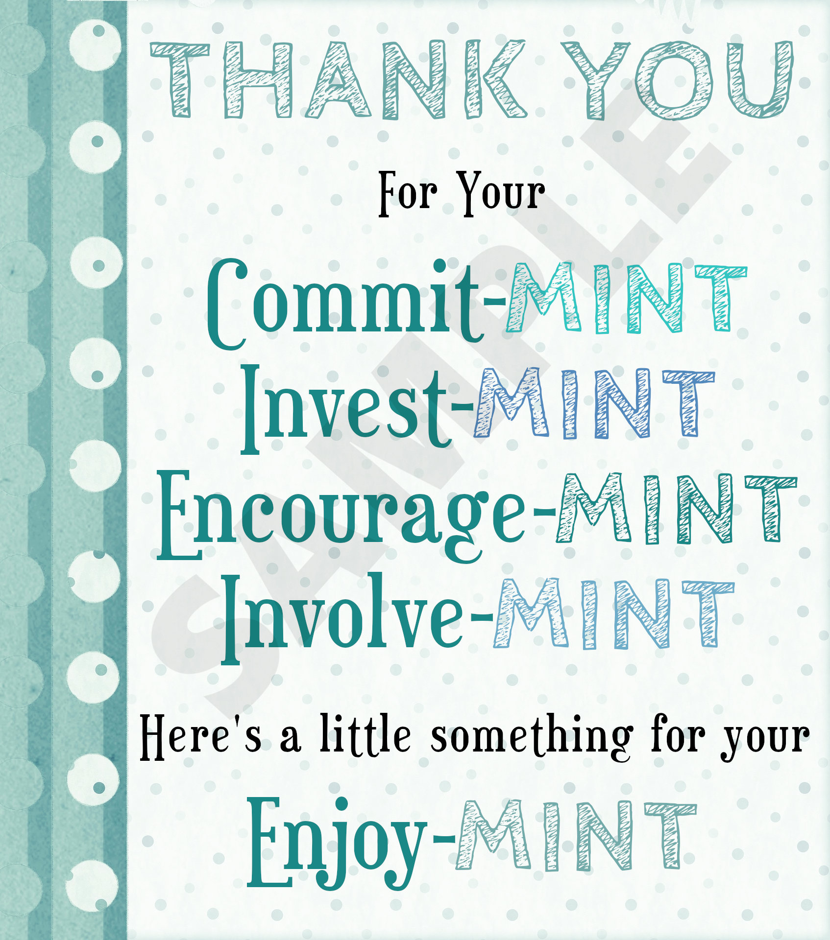 Mint Appreciation Tag - Etsy