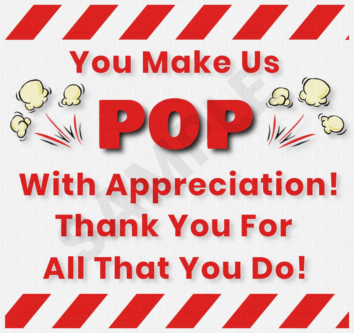 Popcorn Appreciation Tag - Etsy