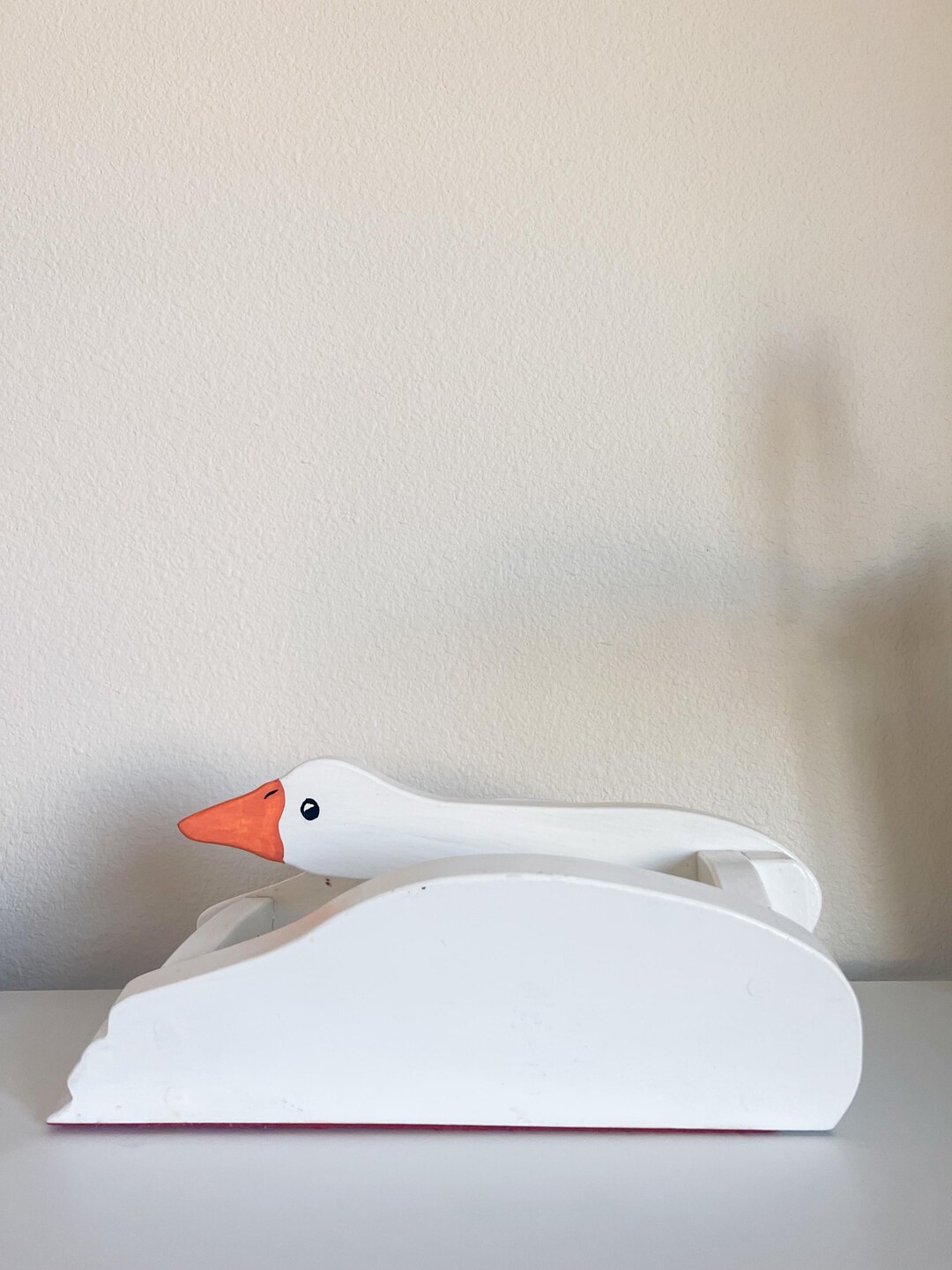 Wooden Goose Basket, Vintage Goose Basket, Vintage Goose Decor, White ...