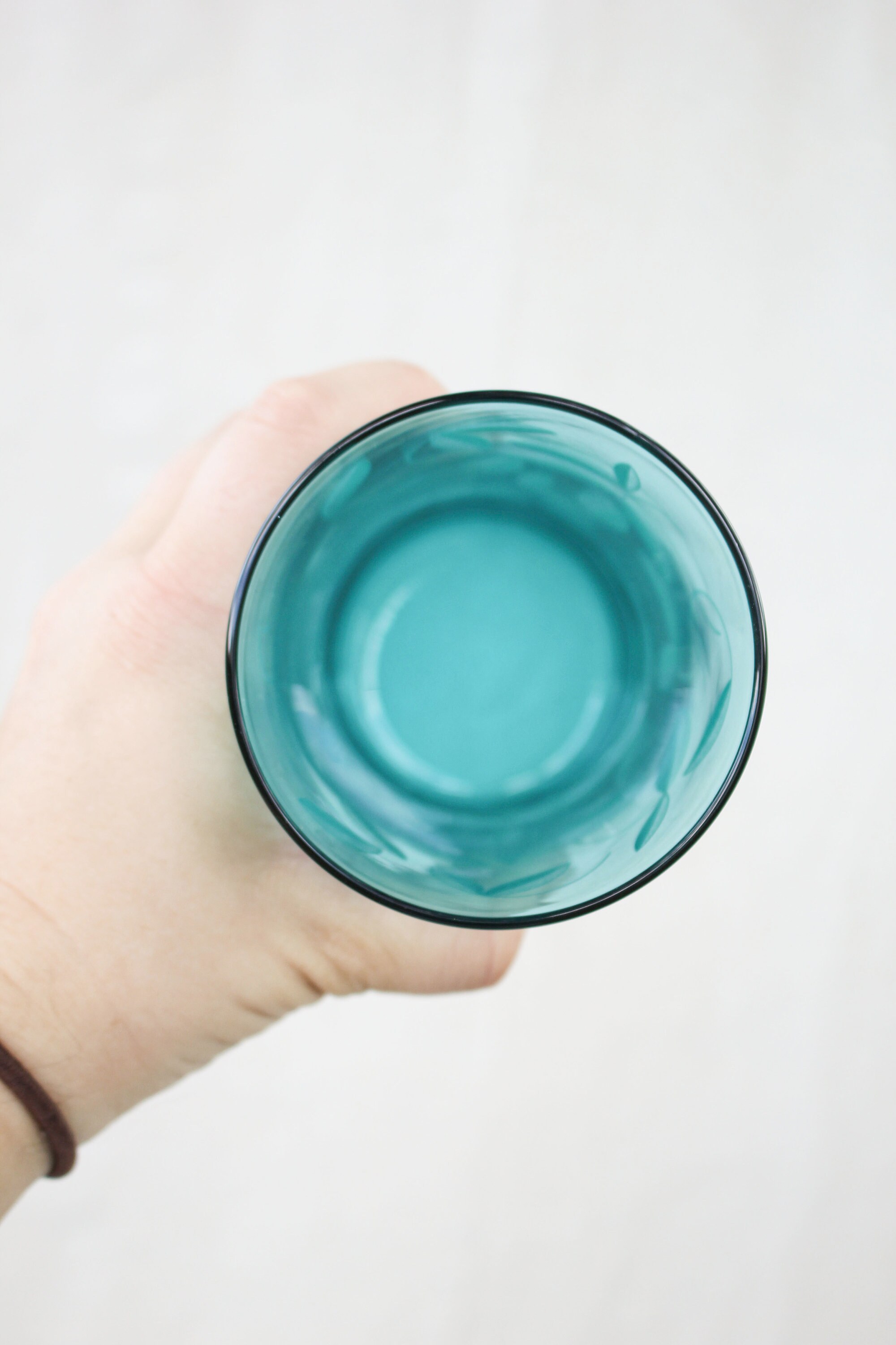 Set Of 4 Teal Glasses Floral Teal Glasses Vintage Teal Etsy