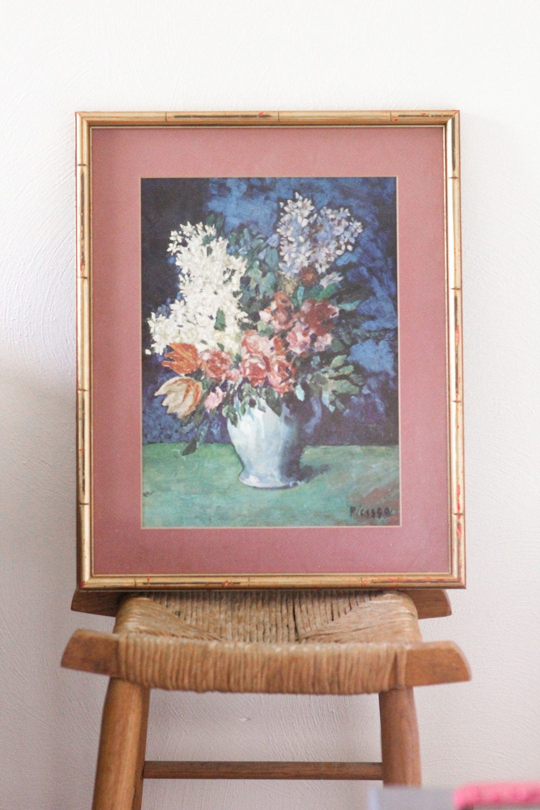 Framed Picasso Floral Print, Vintage Botanical Print, French Country ...