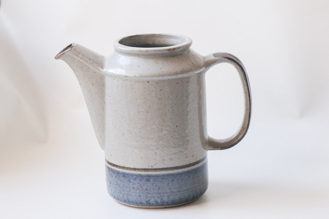 Blue and Grey Stoneware Pitcher, Vintage Ceramic Pitcher, Neutral Blue ...