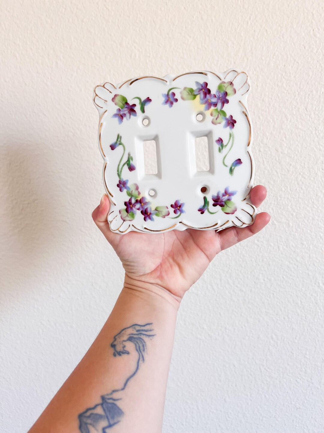 Painted Floral Switch Plate, Vintage Switch Plate, Cottagecore Light ...