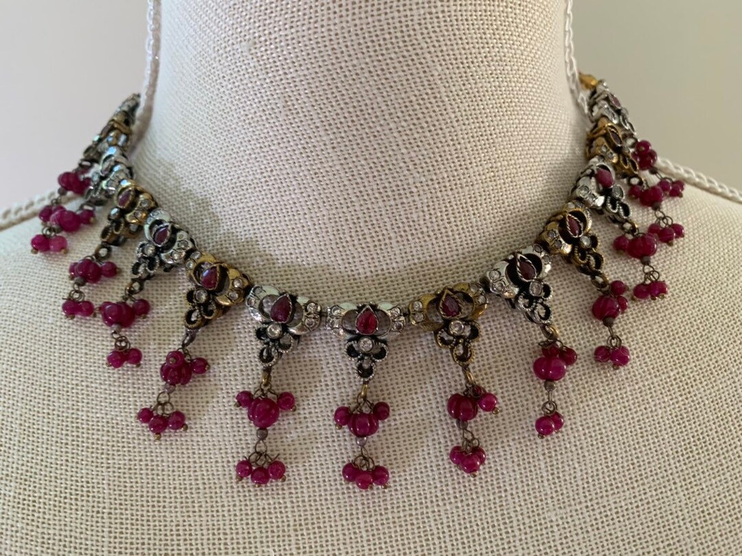 Victorian Ruby Necklace, Silver Filled, Women's Gift, Custom Made ...