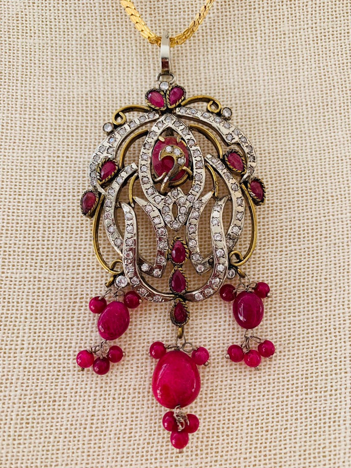 Victorian Ruby Pendant and Earrings Silver Filled - Etsy