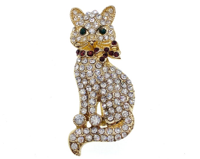 Monet Crystal Cat Brooch, With Crystal Hallmark, Signed. - Etsy