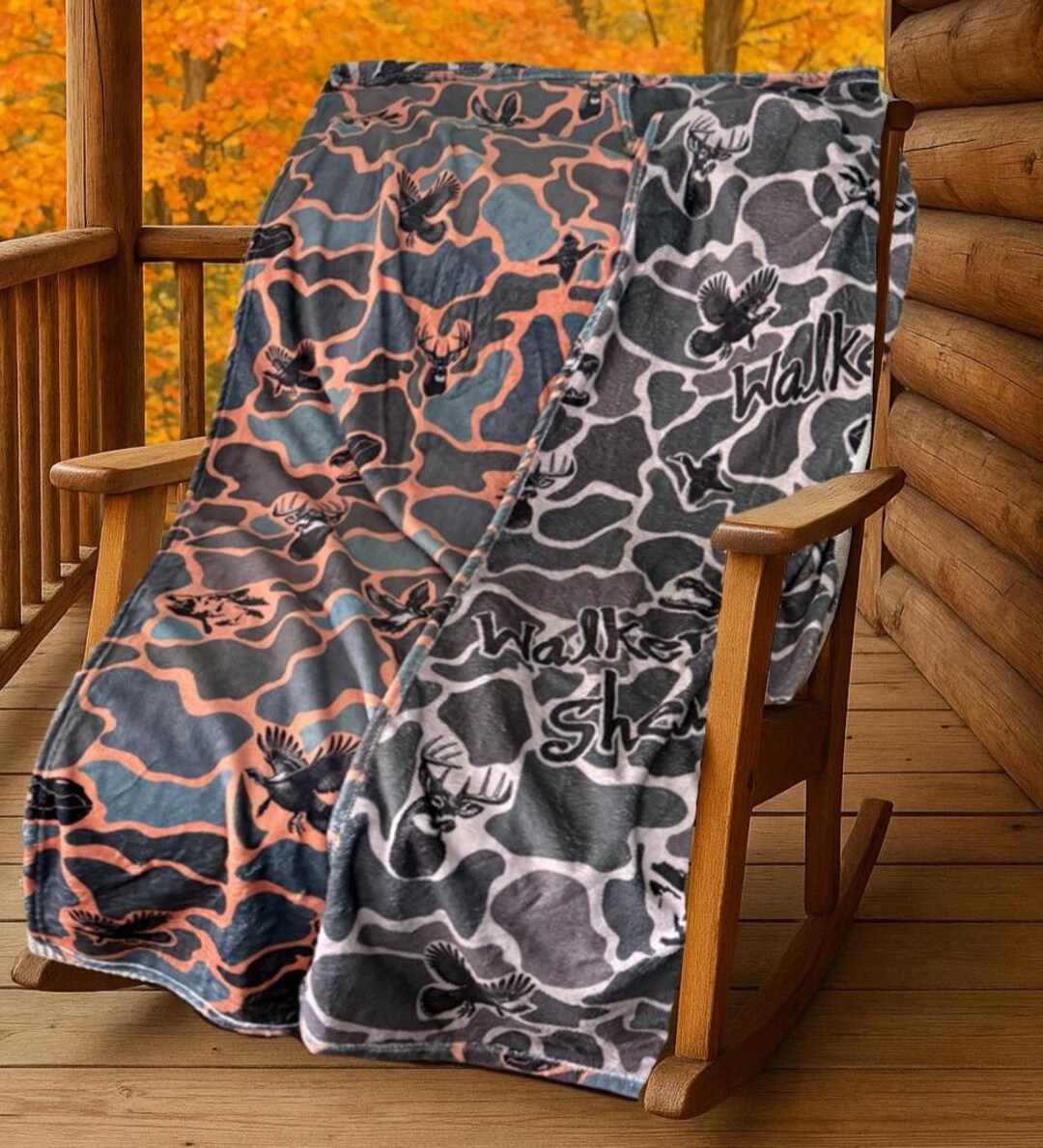DOUBLE SIDED PRINT Southern Camo Blanket-with Buck, Turkey, Hogs and ...