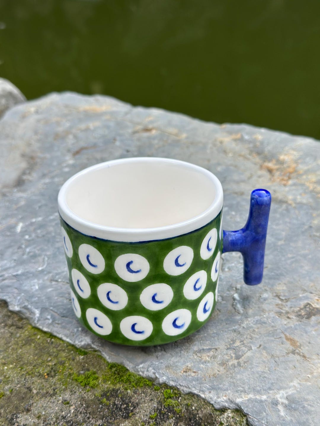 Blue Moon Mug – Handmade Ceramic Cup, Limited Edition Green and Blue ...