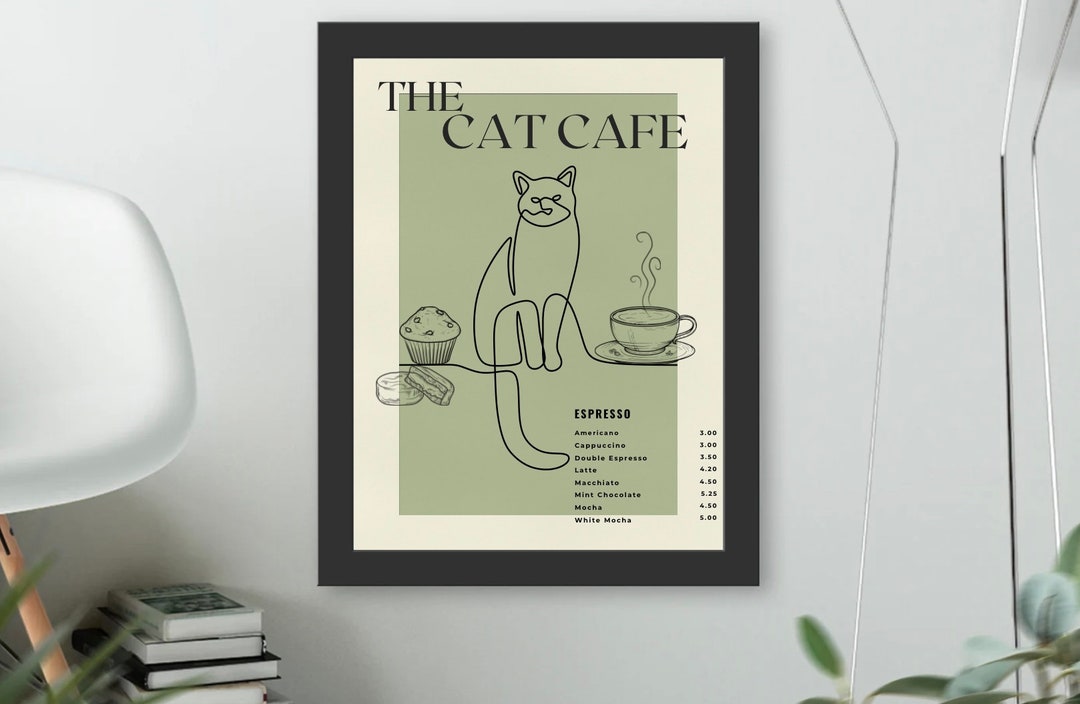 Cat Cafe Poster - Etsy