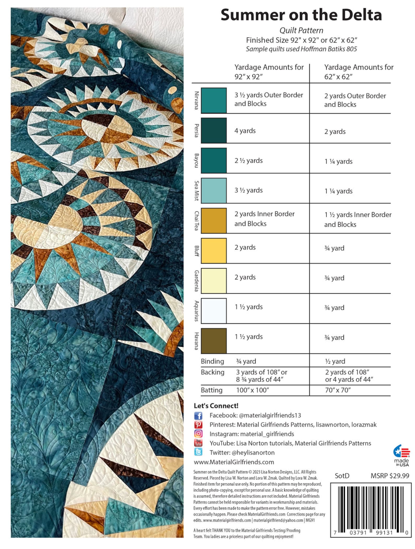 Summer on the Delta Pattern by Material Girlfriends - Etsy