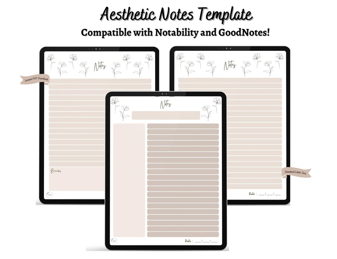Aesthetic Note-taking Template | Digital & Printable Note Page ...