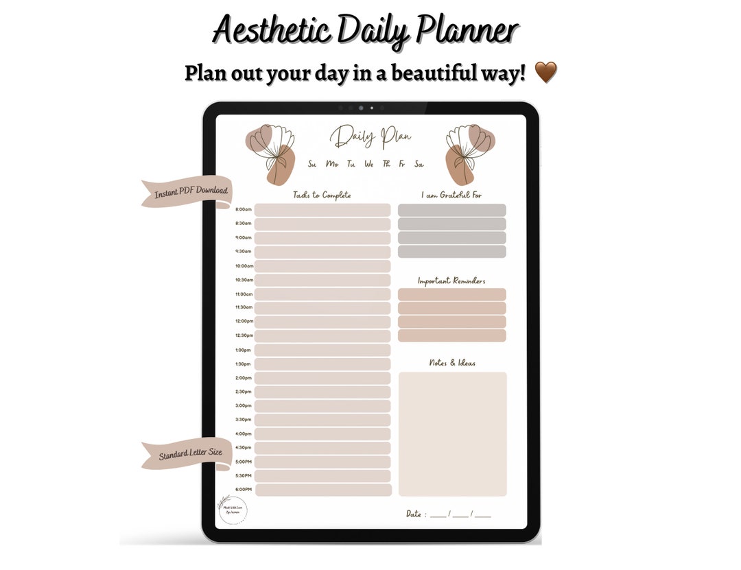 Aesthetic Daily Planner | Undated Planner | Digital & Printable Planner ...