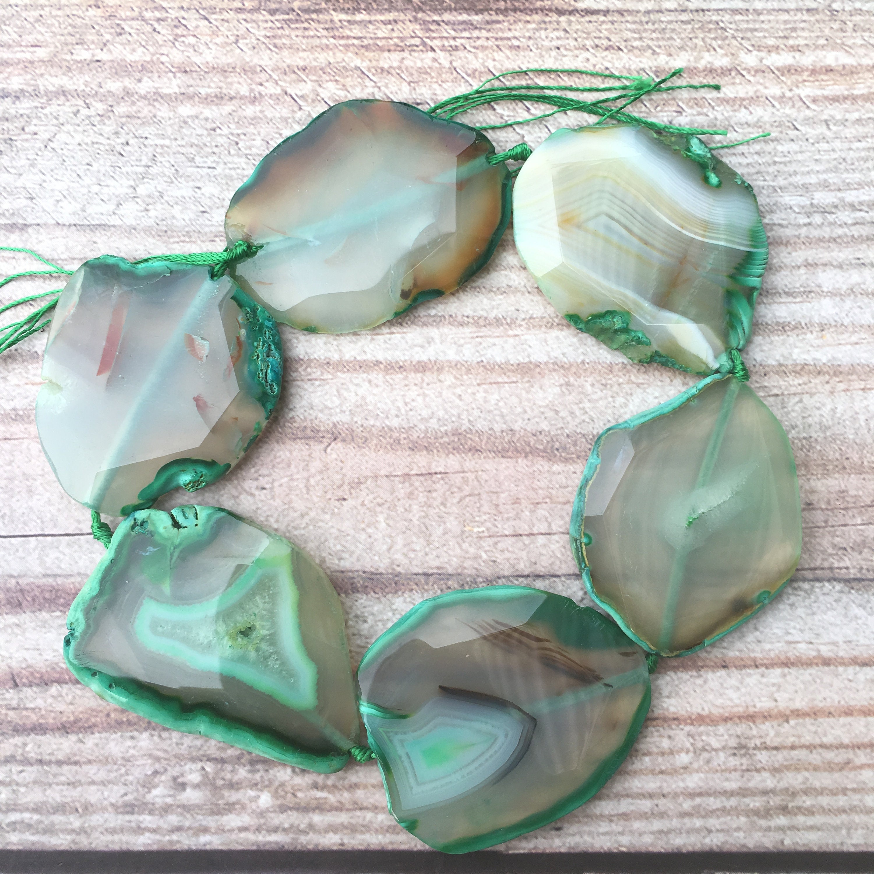 Green agate slice stones Raw agate slices Dyed edgeFaceted | Etsy
