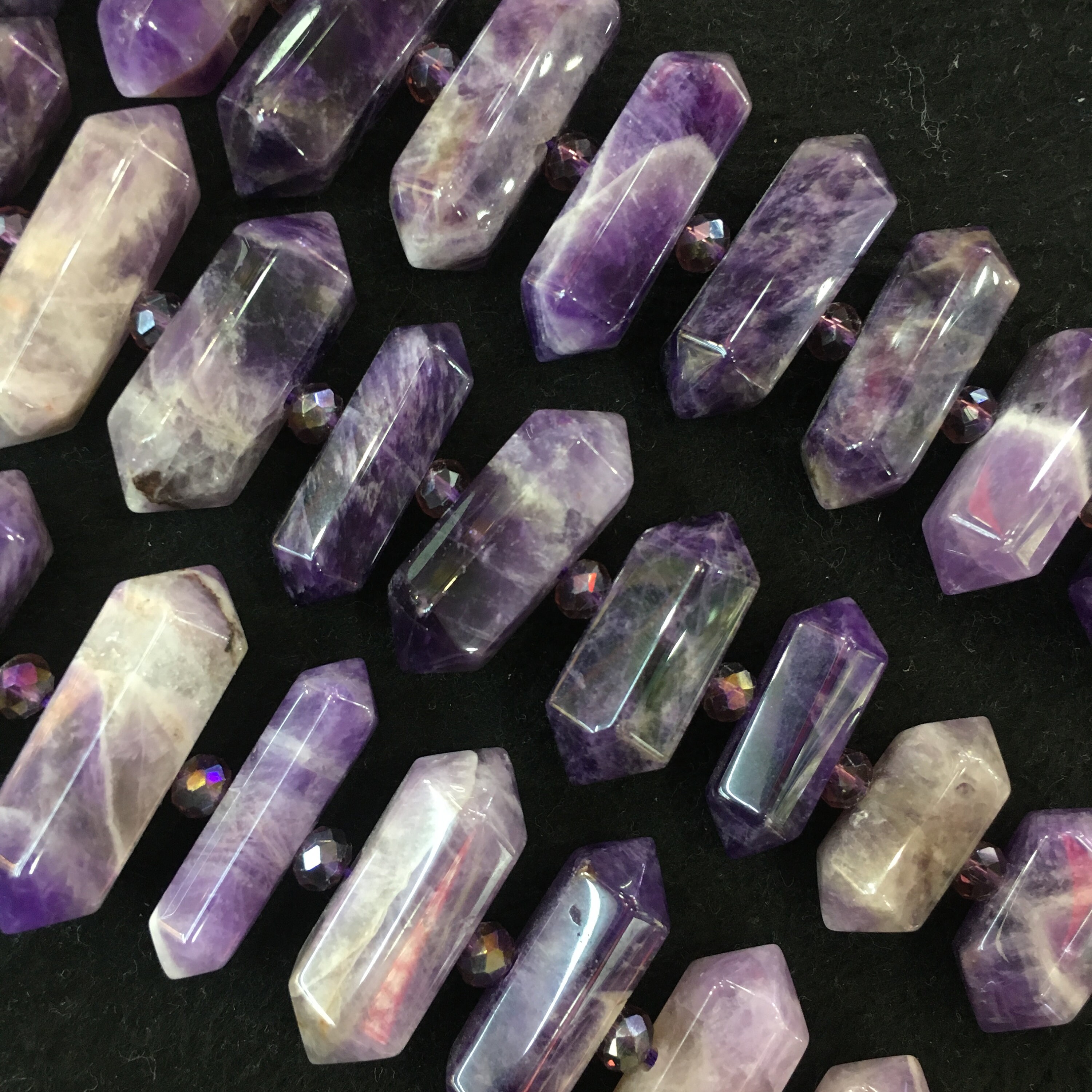 Faceted Dark amethyst point Beads Amethyst chakra Double | Etsy