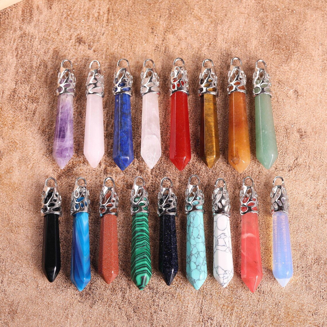 Retro Silver Pendant Cap quartz Point Pendant Gemstone - Etsy