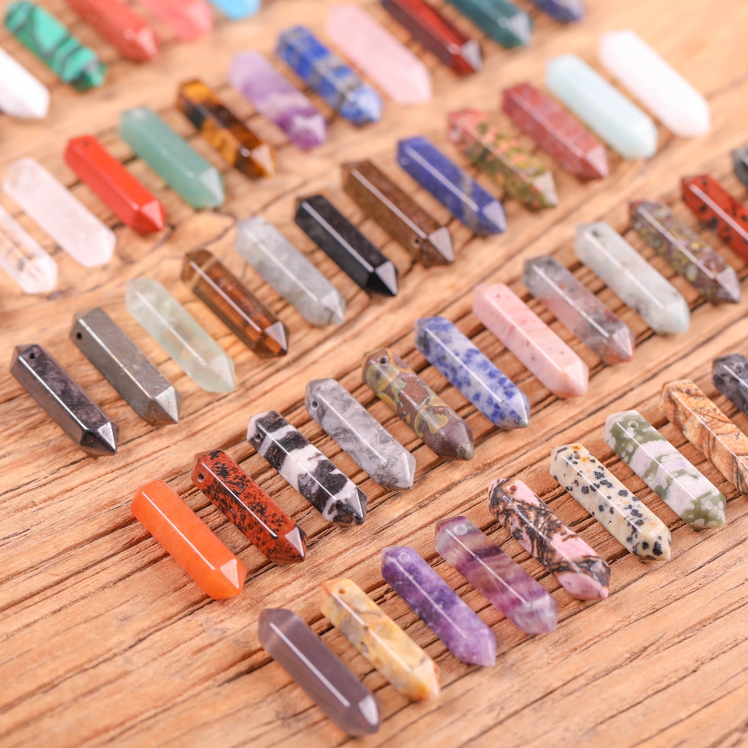 60 Stone Top Drilled Hexagon Healing Point Pendant,crystal Pointed ...