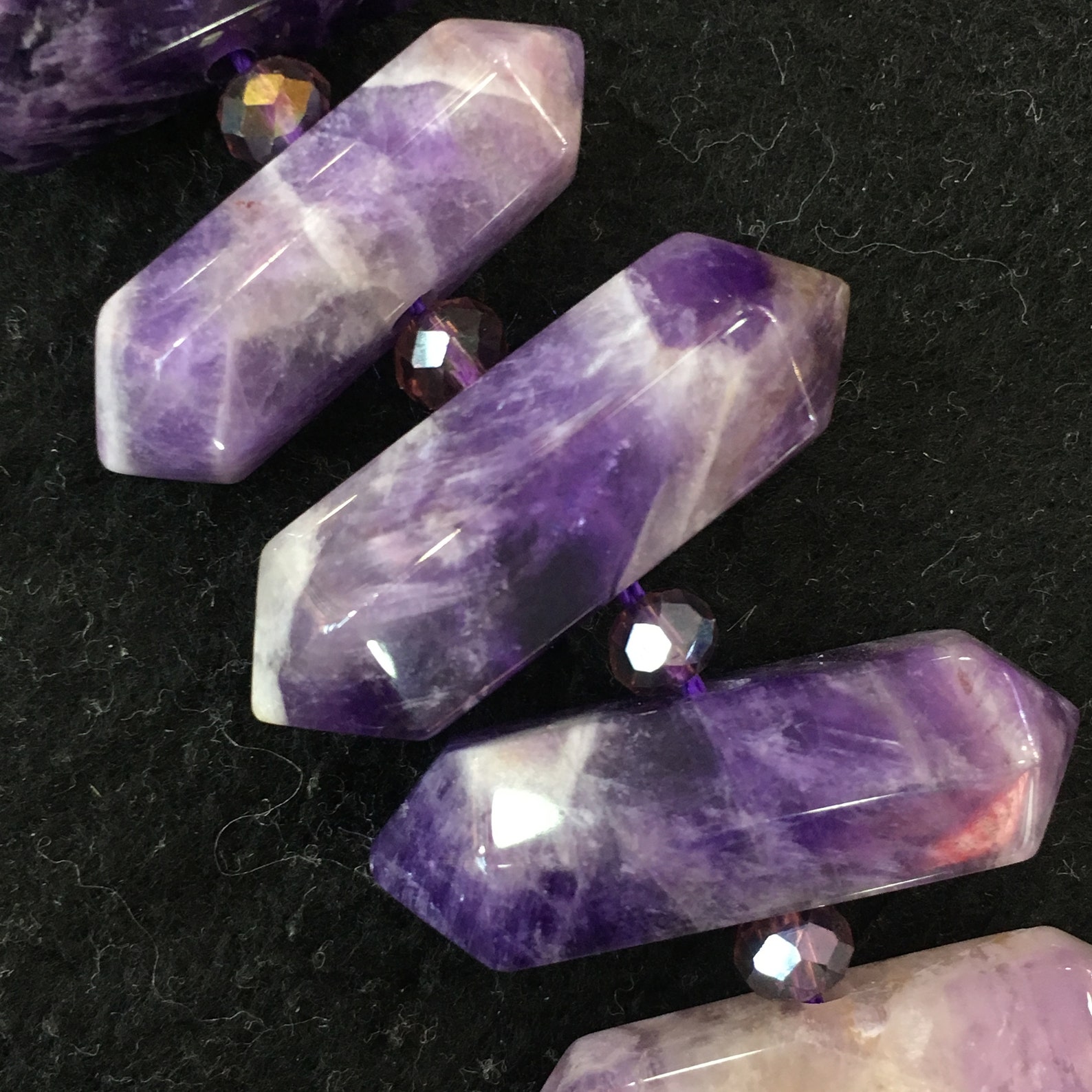 Faceted Dark amethyst point Beads Amethyst chakra Double | Etsy