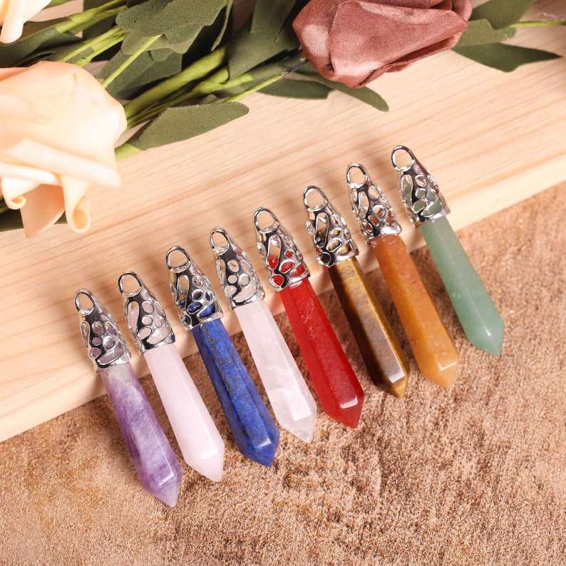 Retro Silver Pendant Cap quartz Point Pendant Gemstone - Etsy