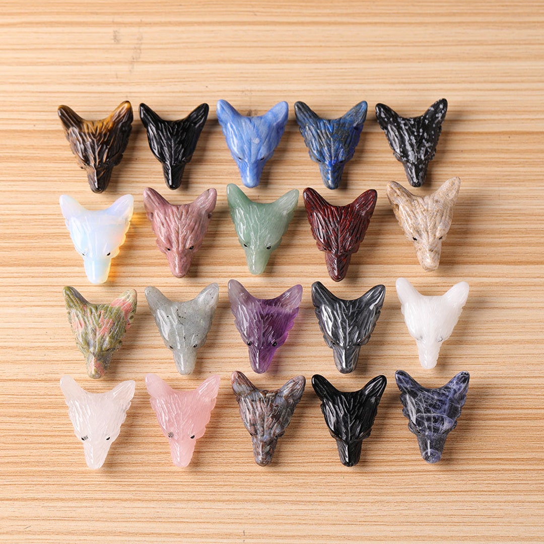 40 Stylehandcarved Natural Gems Wolf Pendant Animal Gemstone,gemstone ...