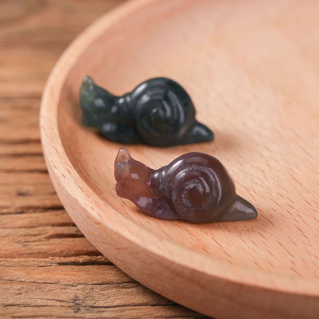 Mini Ocean Agate Snail,hand Carved Gemstone Mini Snail,windowsill ...