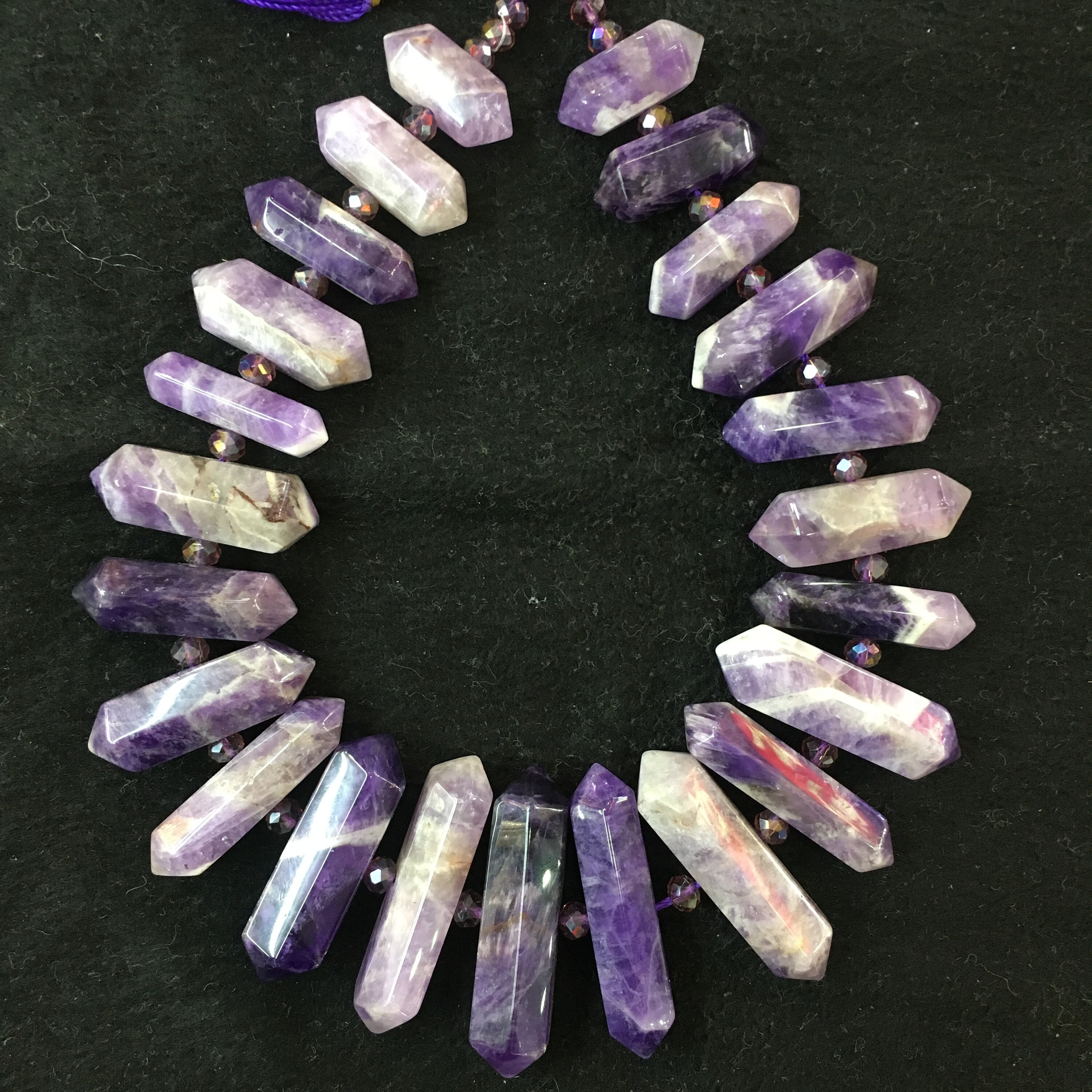 Faceted Dark amethyst point Beads Amethyst chakra Double | Etsy