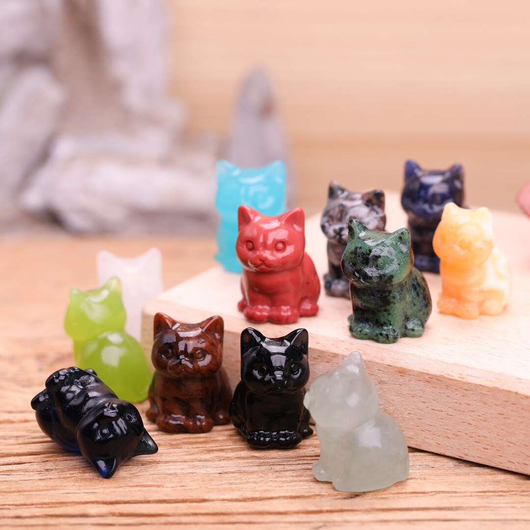 1.2 Inches Mix Quartz Mini Cute Cat,quartz Crystal Cat,home Decoration ...
