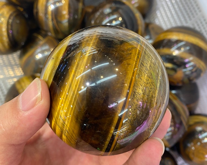 LARGE TIGER EYE Sphere Natural Stone Hand Carved Gemstone - Etsy