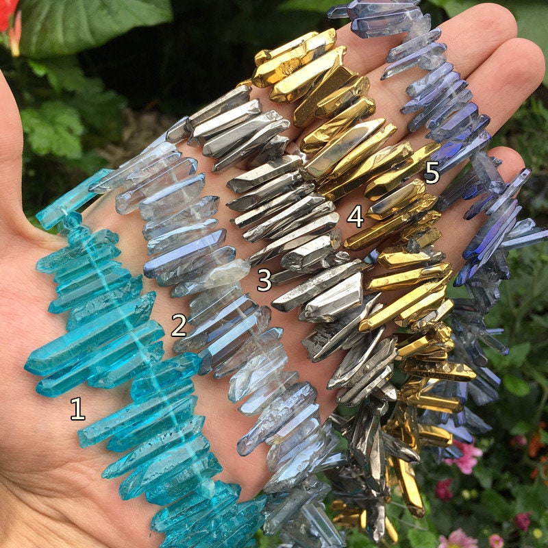 5 Mulitcolor Choice Raw Crystal Points Raw Quartz Point Beads - Etsy