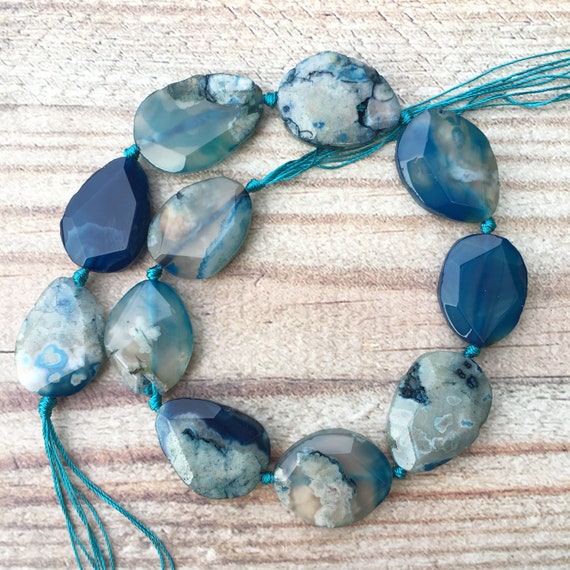 Natural Blue Flower Agate Oval Cut Slice Beadsflower Agate - Etsy UK
