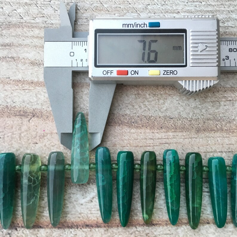 Green Agate Top Drilled Graduated Stick Points Pendants - Etsy