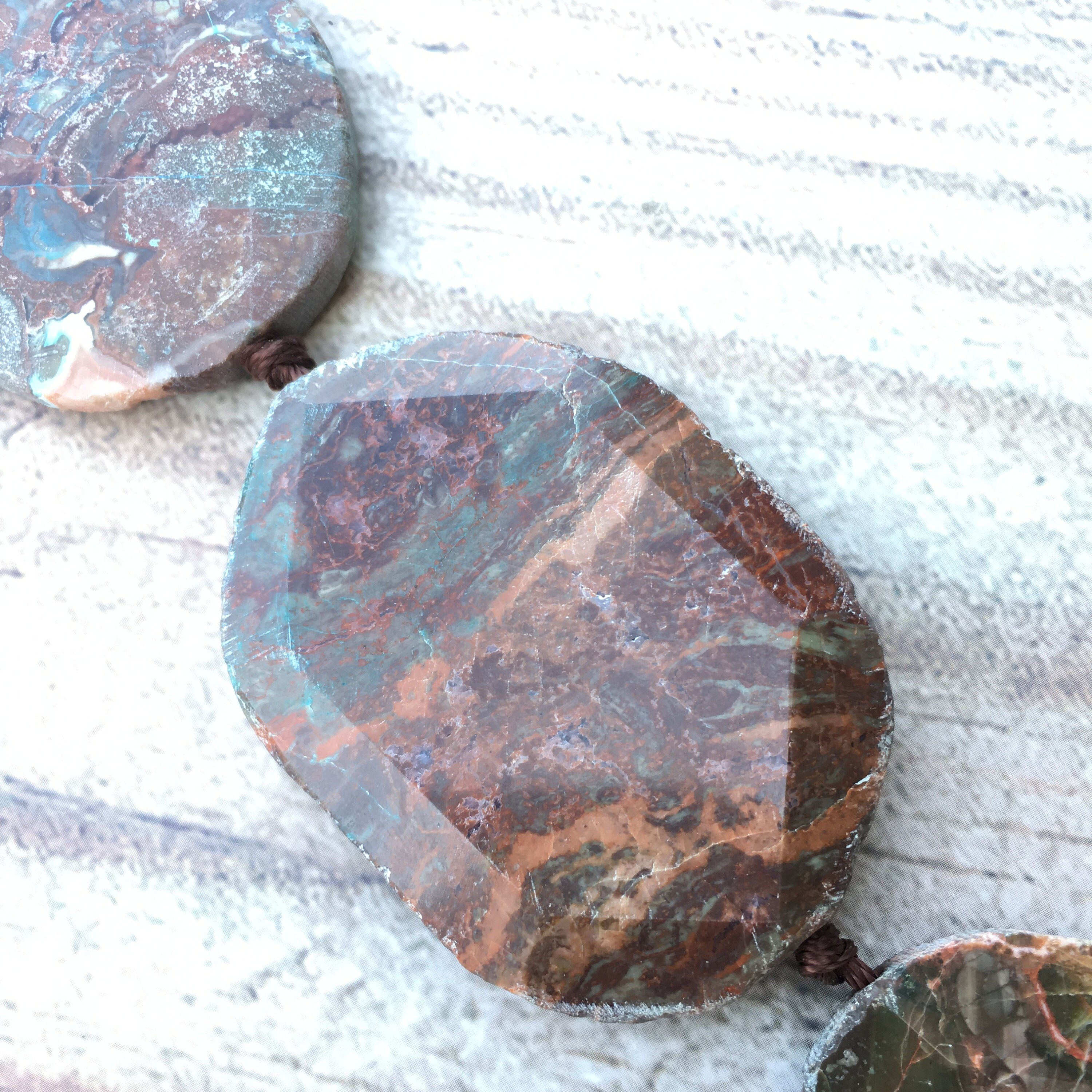 Natural Colorful Ocean Jasper Pendant Slice Beadsocean Jasper - Etsy