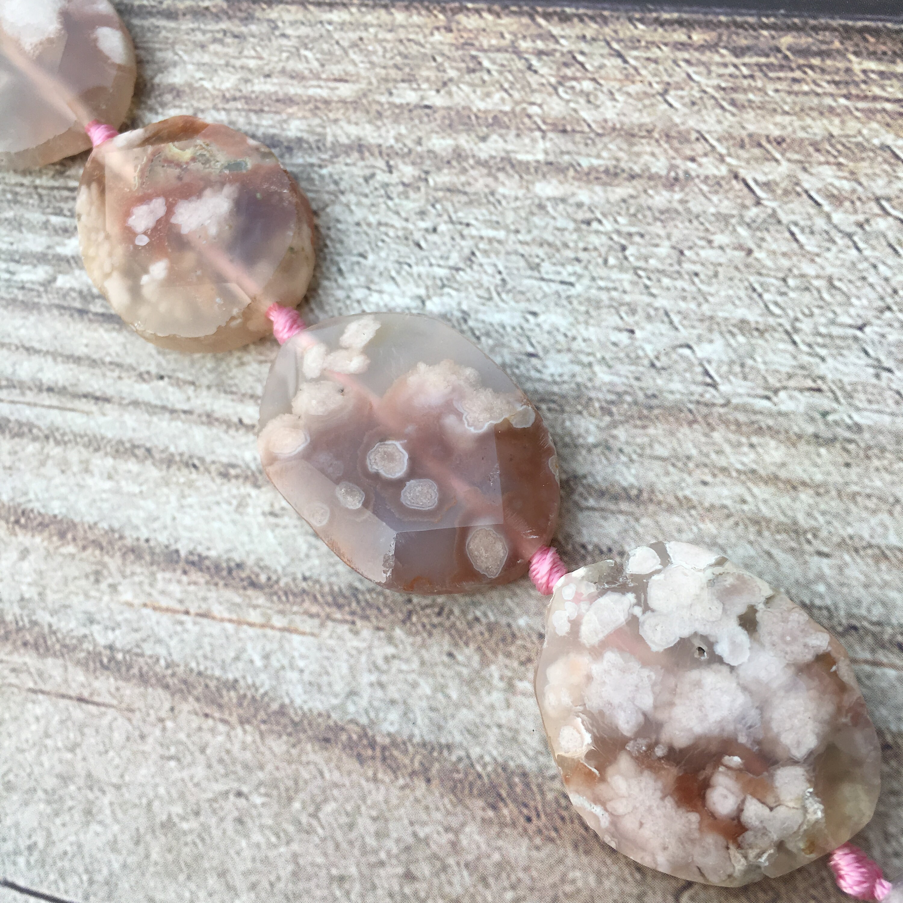 Wholesale Pink Sakura Flower Agate Faceted Oval Slab loose | Etsy
