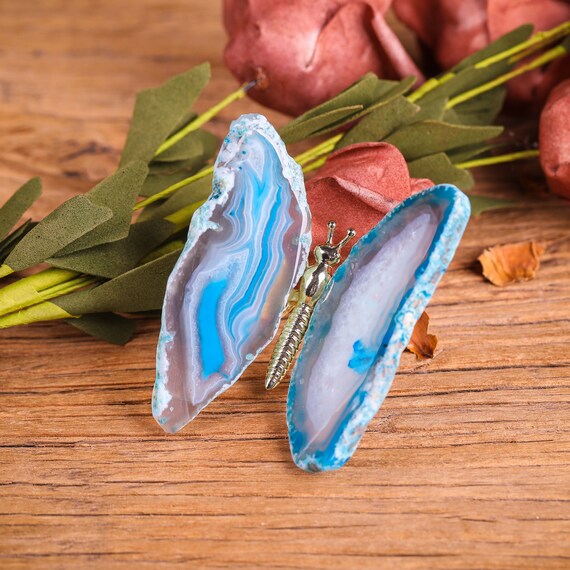 Agate Slice Butterfly Wings Gemstone Decor Housewarming - Etsy