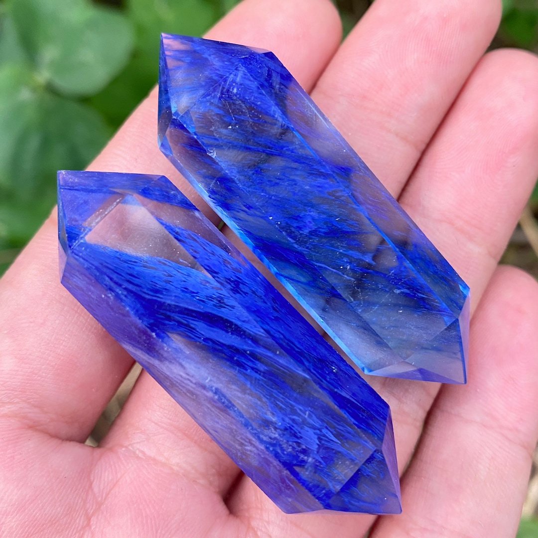 Blue Melting Stone Double Terminated Crystal Point, Double Terminated ...