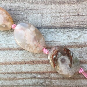 Pink Flower Agate Irregular Oval Slice Beadsagate - Etsy