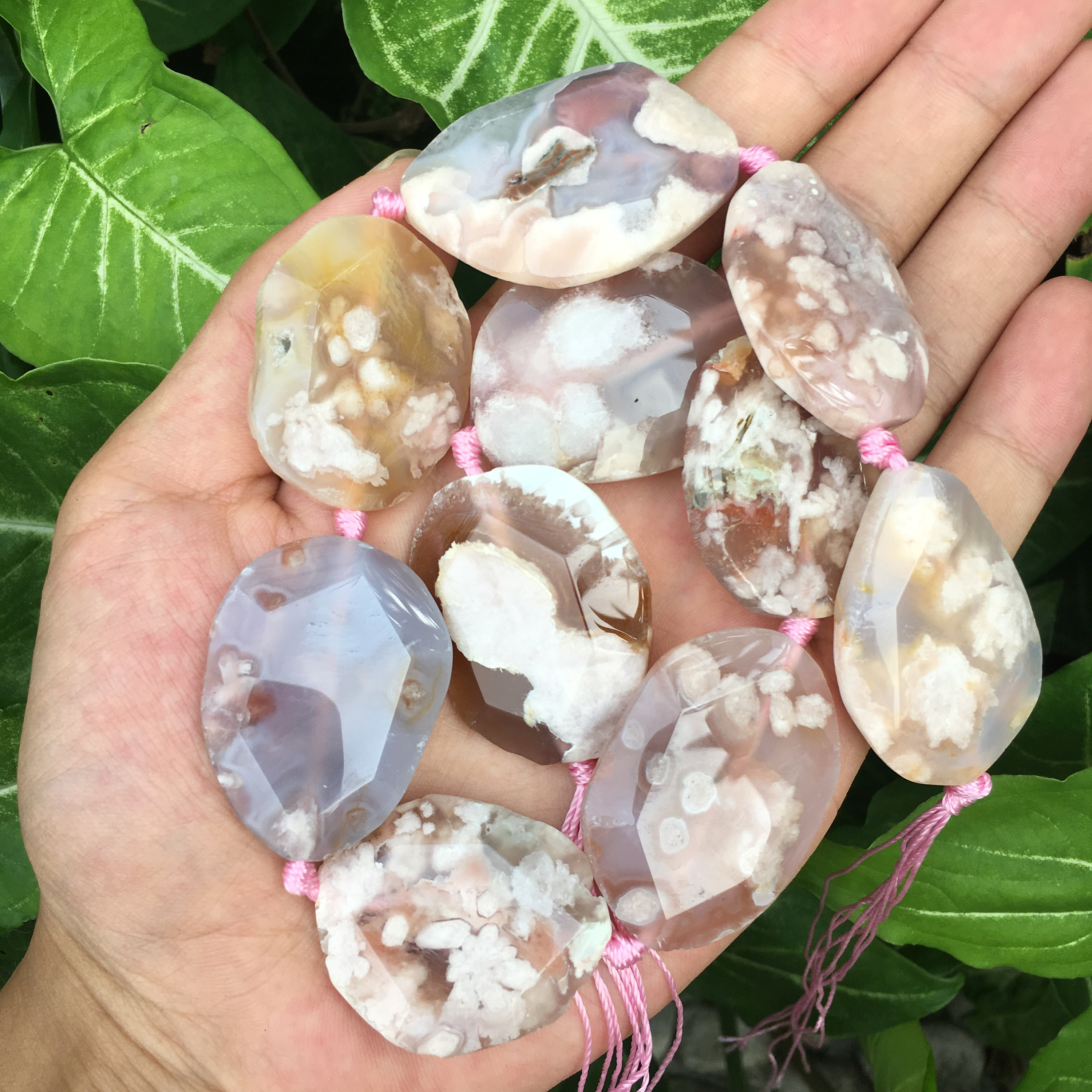 Wholesale Pink Sakura Flower Agate Faceted Oval Slab loose | Etsy