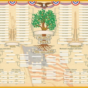 Family Tree Americana Classic Design - 2 Charts per Order - Etsy