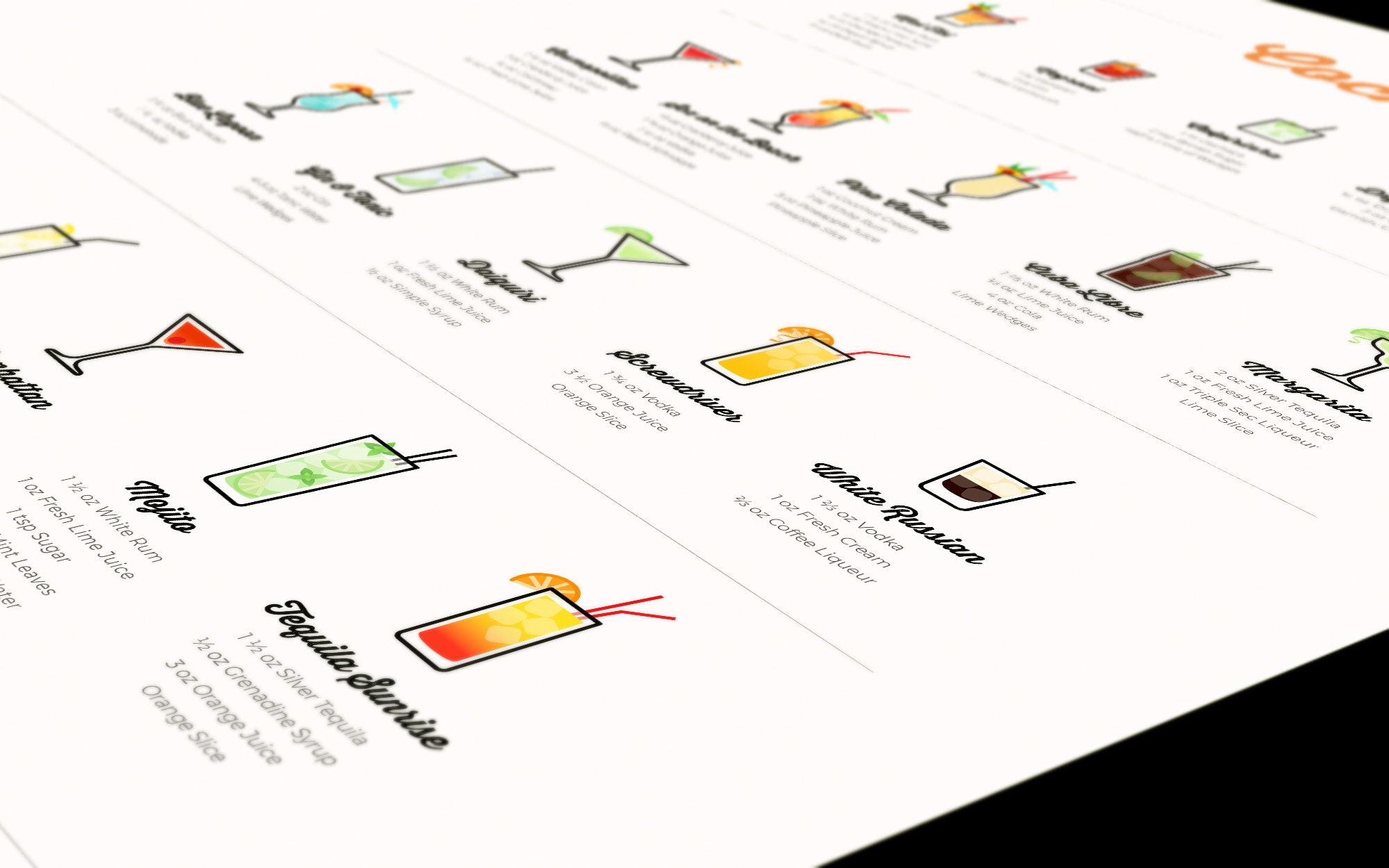 Classic Cocktails Print Cocktail Poster Cocktail Art Drink - Etsy