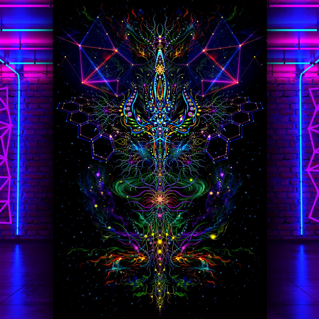Trishula Backdrop | UV Blacklight Psychedelic - Trident Wall Hanging ...