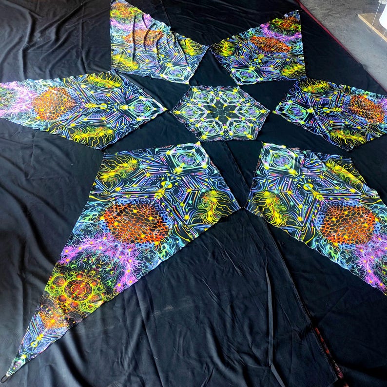 UV Active Psychedelic Lycra Canopy - Fractal Sacred Geometry Decor ...