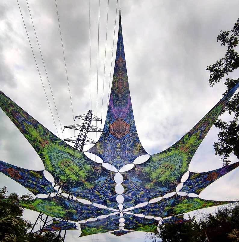 UV Active Psychedelic Lycra Canopy - Fractal Sacred Geometry Decor ...