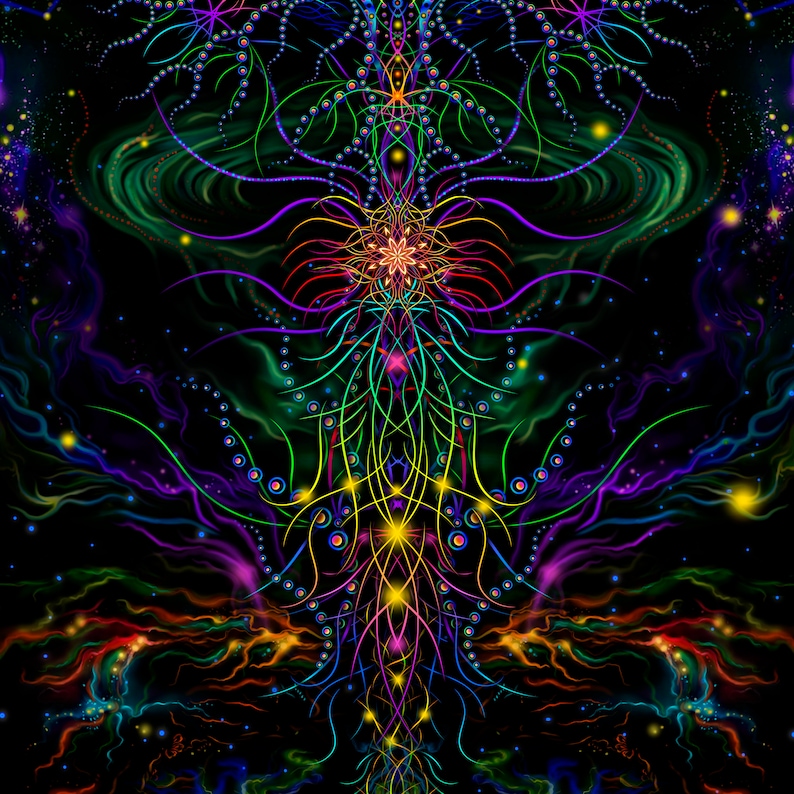 Trishula Backdrop | UV Blacklight Psychedelic - Trident Wall Hanging ...