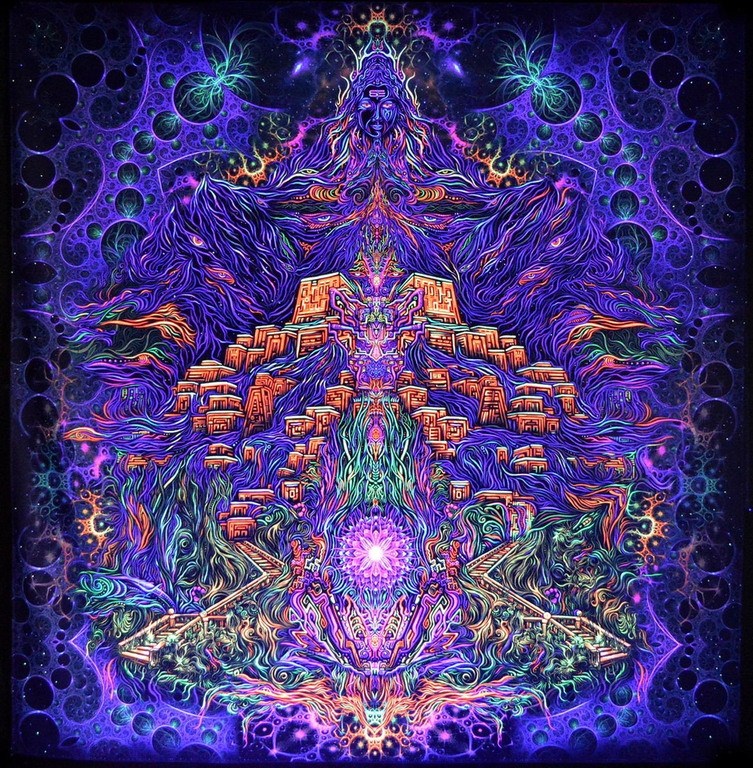 Psy Backdrop "mount Shiva" UV Active Blacklight Meditation Tapestry ...