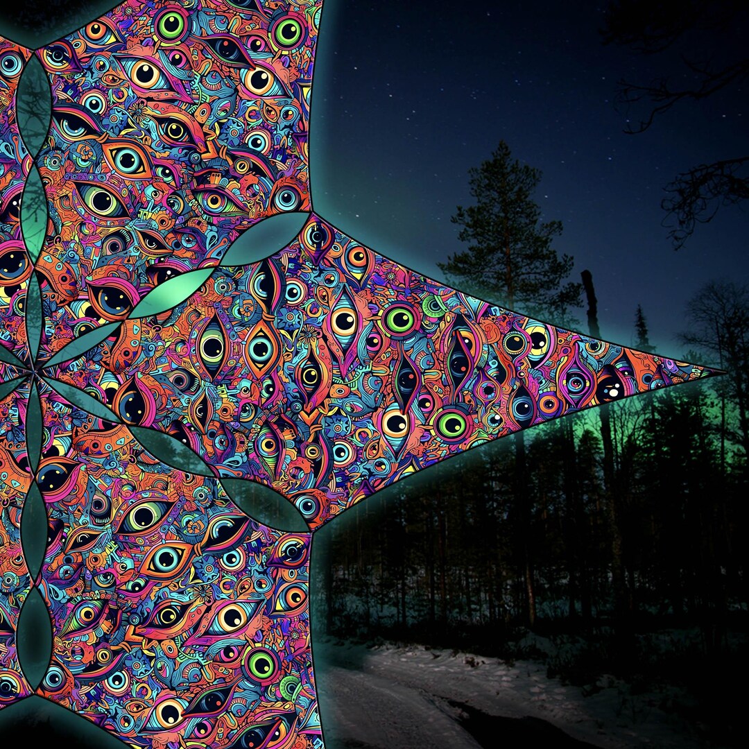 UV Blacklight Canopy – Psychedelic 'all Eyes on Me' Lycra Ceiling Decor ...