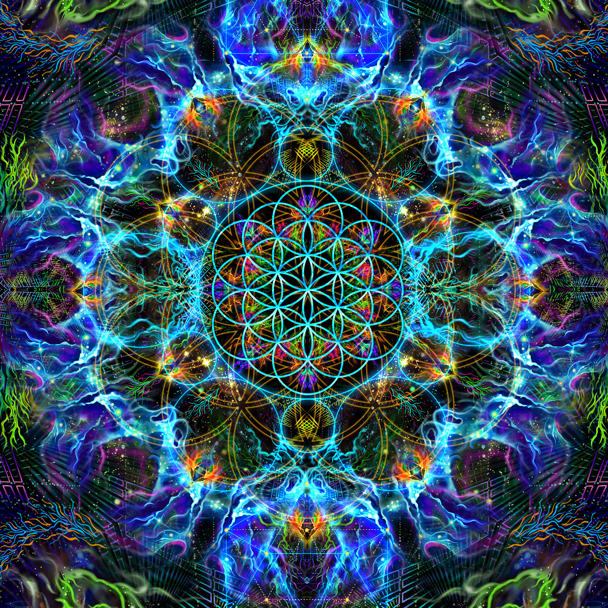 Sacred Geometry Psychedelic Wallpaper Abstract Image. Mysterious