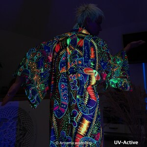 UV Active Kimono Australia Blacklight Reactive Clothes Rave Dress ...