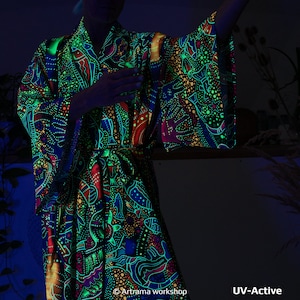UV Active Kimono Australia Blacklight Reactive Clothes Rave Dress ...