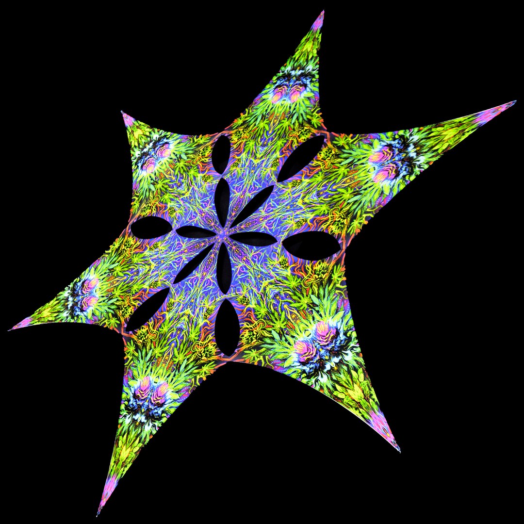 UV Blacklight Psychedelic Canopy : Twins Flowers - Star 6 - Lycra ...